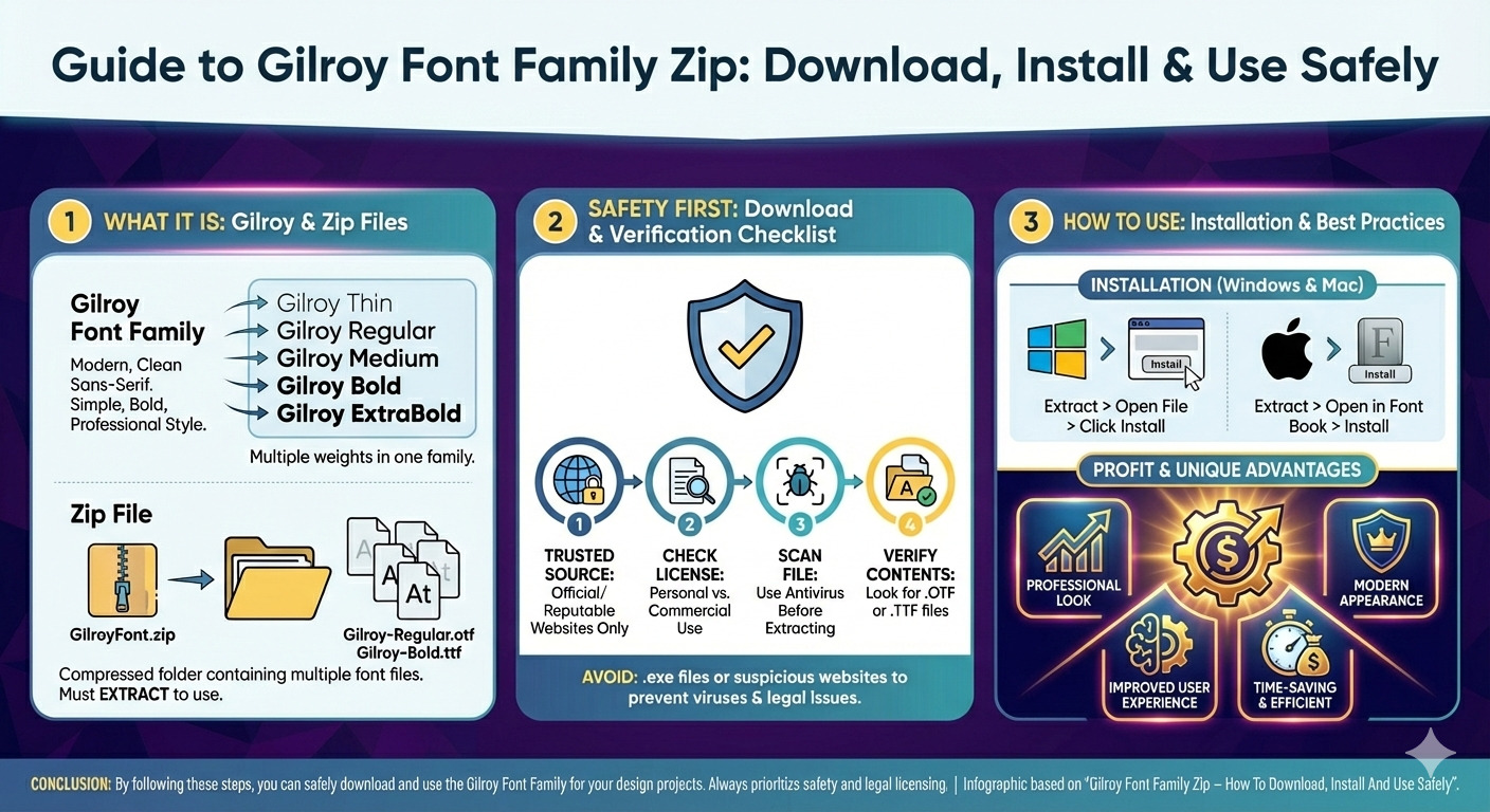 Gilroy Font Family Zip – How To Download, Install And Use Safely